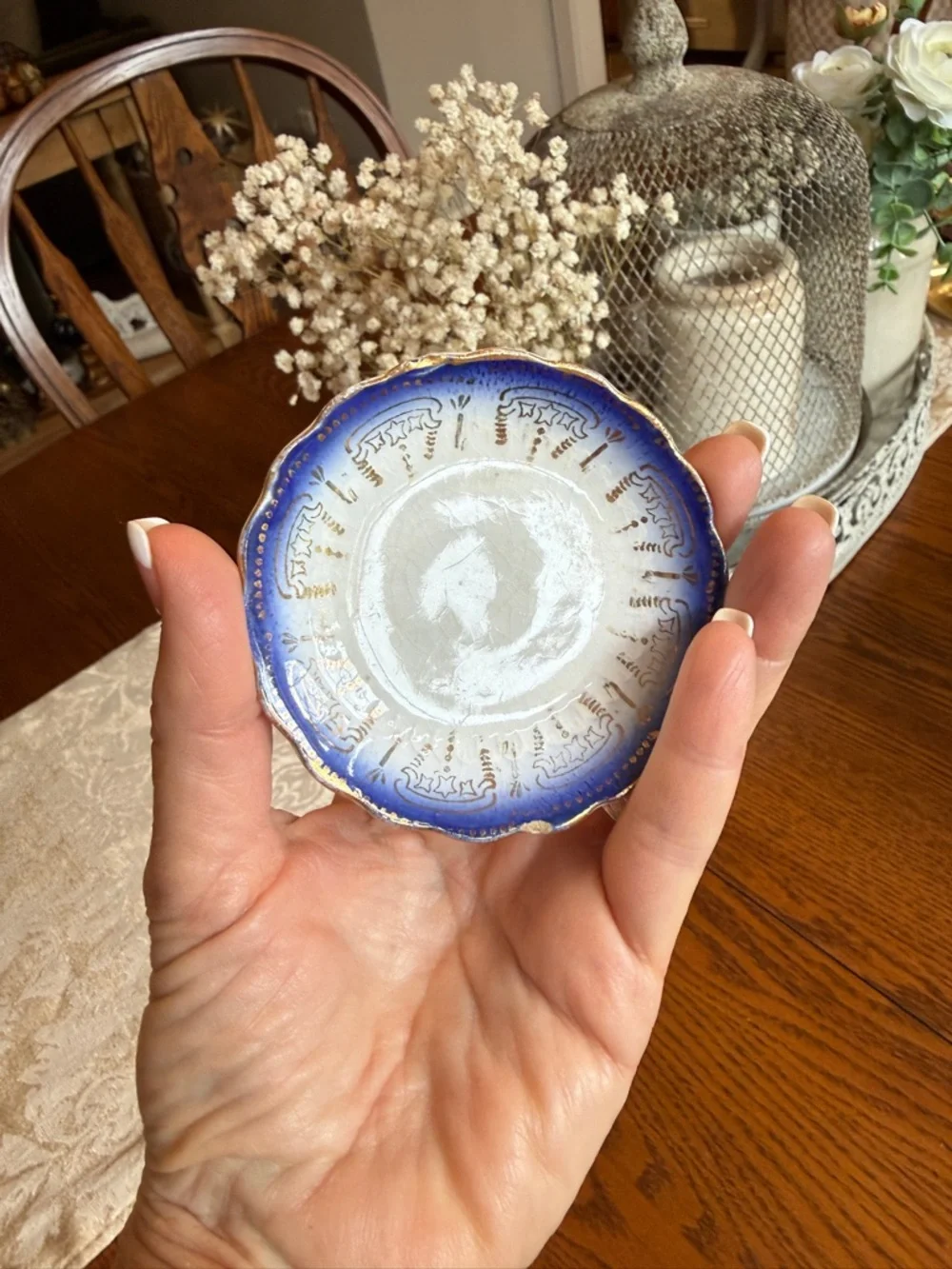 Antique | Dining | Antique Flow Blue Butter Pat | Poshmark